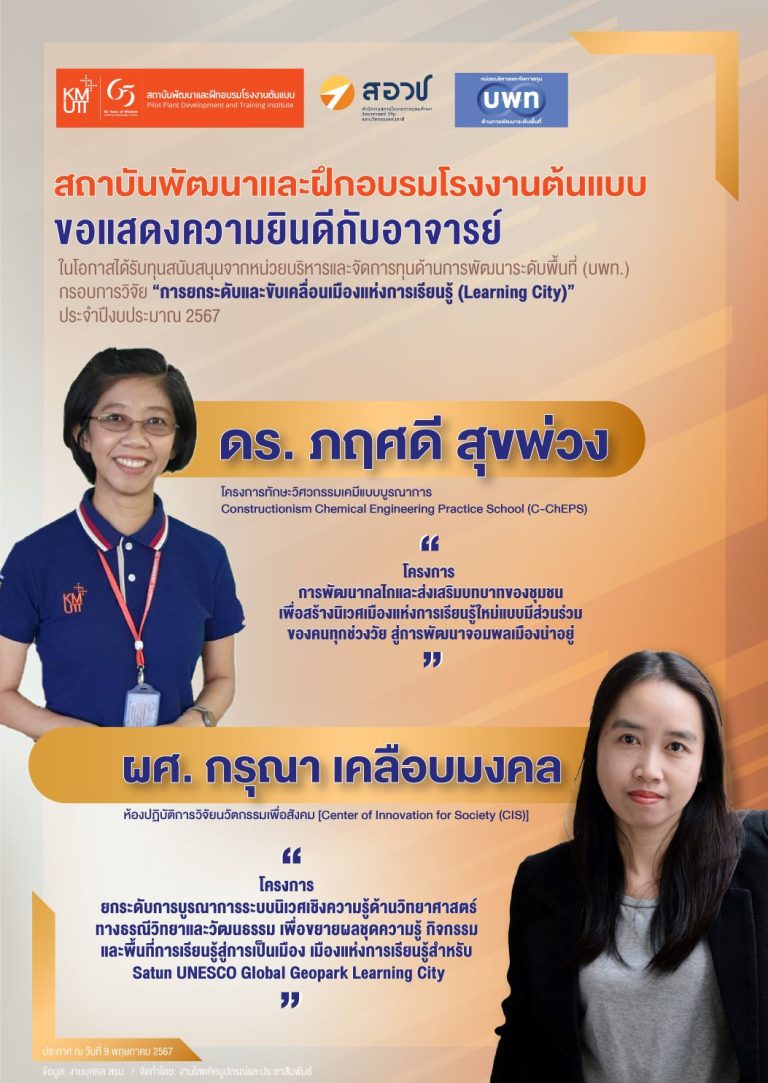 ขอแสดงความยินดีกับอาจารย์ ในโอกาสได้รับทุนสนับสนุนจากหน่วยบริหารและ ...